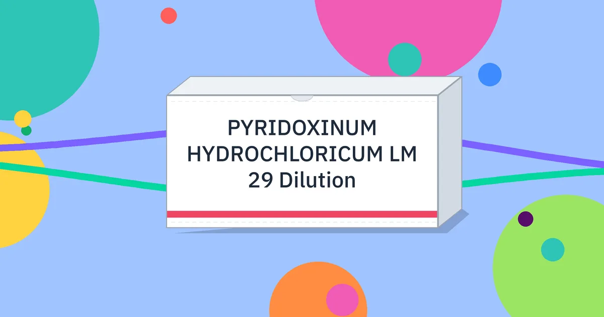 Symbolbild: Packung mit der Aufschrift PYRIDOXINUM HYDROCHLORICUM LM 29 Dilution (PZN 13672474) – Verfügbarkeit und Bezug in Apotheken in Frankfurt am Main