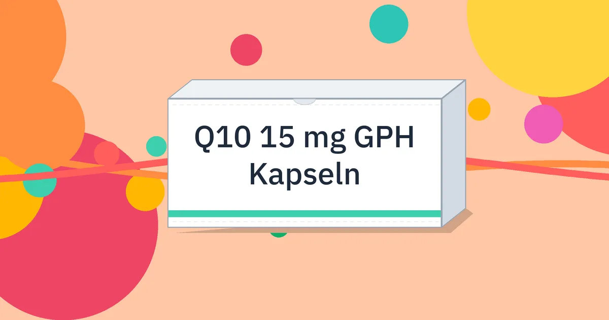 Symbolbild: Packung mit der Aufschrift Q10 15 mg GPH Kapseln (PZN 09721959) – Verfügbarkeit und Bezug in Apotheken in Frankfurt am Main