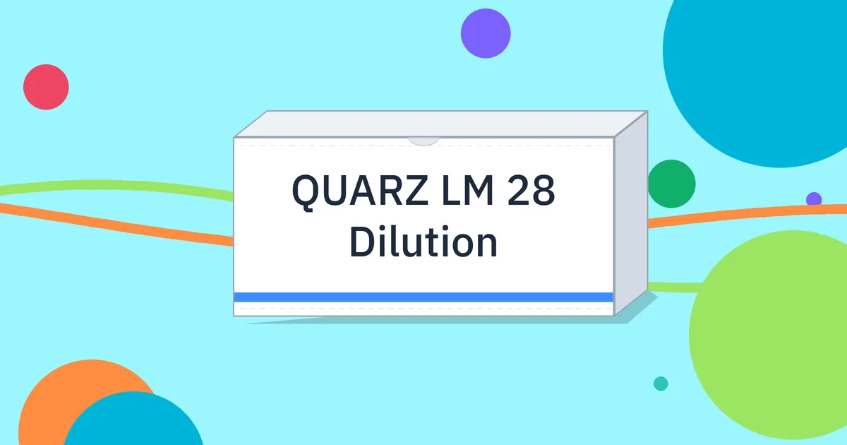 Symbolbild: Packung mit der Aufschrift QUARZ LM 28 Dilution (PZN 13045642) – Verfügbarkeit und Bezug in Apotheken in Frankfurt am Main