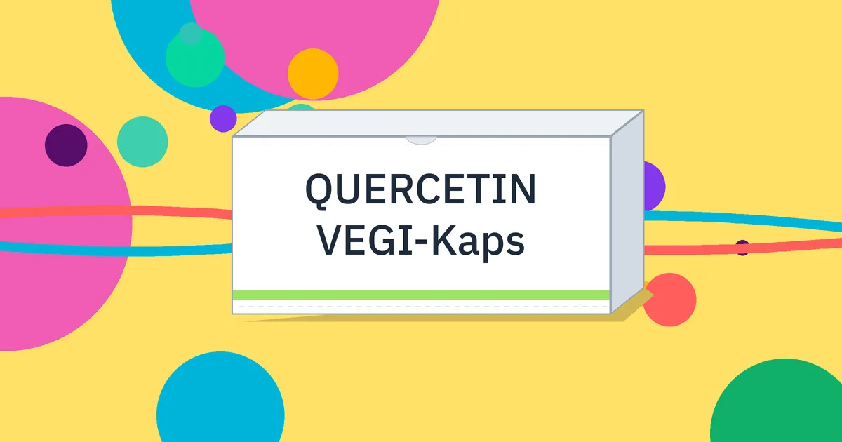 Symbolbild: Packung mit der Aufschrift QUERCETIN VEGI-Kaps (PZN 13982080) – Verfügbarkeit und Bezug in Apotheken in Frankfurt am Main