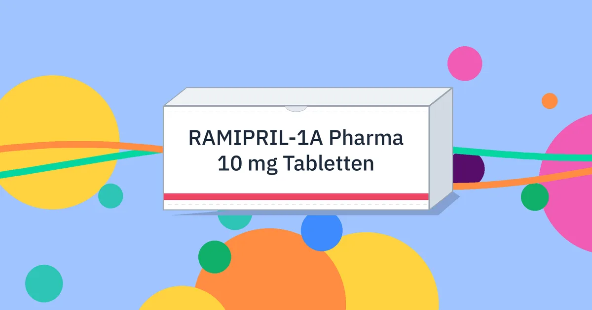 Symbolbild: Packung mit der Aufschrift RAMIPRIL-1A Pharma 10 mg Tabletten (PZN 00766819) – Verfügbarkeit und Bezug in Apotheken in Frankfurt am Main
