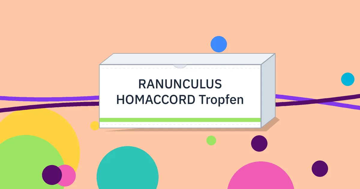 Symbolbild: Packung mit der Aufschrift RANUNCULUS HOMACCORD Tropfen (PZN 00855658) – Verfügbarkeit und Bezug in Apotheken in Frankfurt am Main