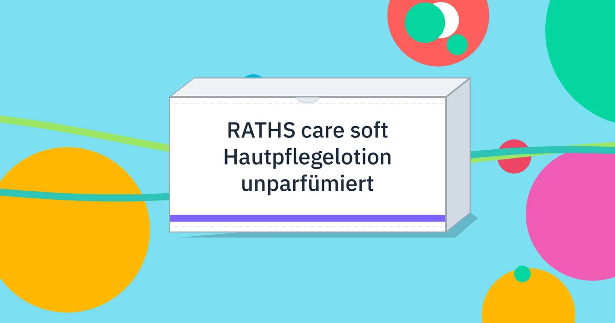 Symbolbild: Packung mit der Aufschrift RATHS care soft Hautpflegelotion unparfümiert (PZN 16708244) – Verfügbarkeit und Bezug in Apotheken in Frankfurt am Main