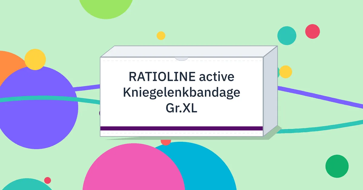 Symbolbild: Packung mit der Aufschrift RATIOLINE active Kniegelenkbandage Gr.XL (PZN 01805533) – Verfügbarkeit und Bezug in Apotheken in Frankfurt am Main