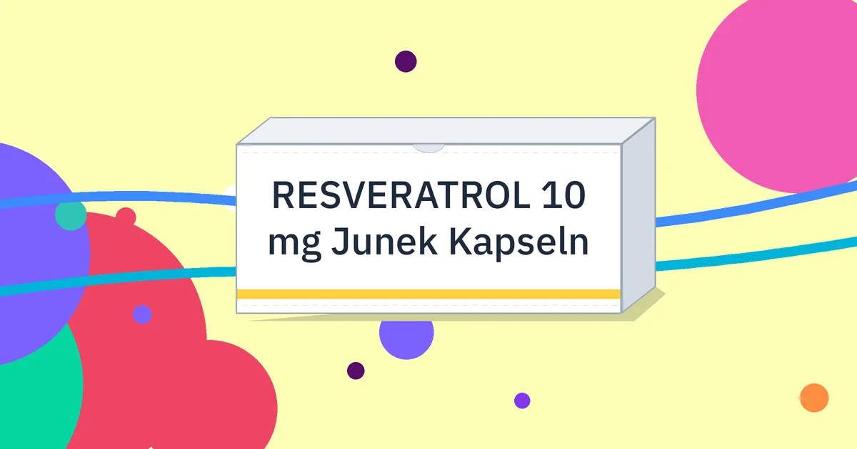 Symbolbild: Packung mit der Aufschrift RESVERATROL 10 mg Junek Kapseln (PZN 02571474) – Verfügbarkeit und Bezug in Apotheken in Frankfurt am Main