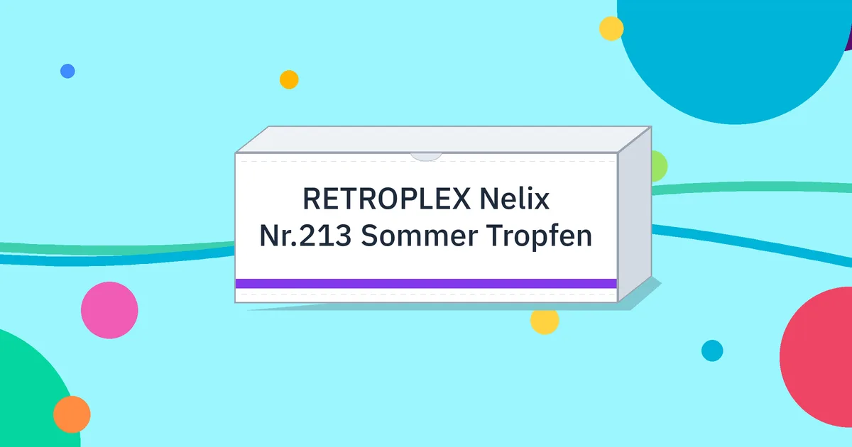 Symbolbild: Packung mit der Aufschrift RETROPLEX Nelix Nr.213 Sommer Tropfen (PZN 18443092) – Verfügbarkeit und Bezug in Apotheken in Frankfurt am Main