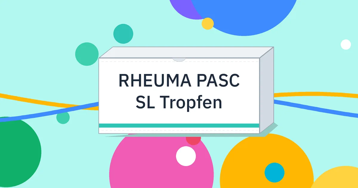 Symbolbild: Packung mit der Aufschrift RHEUMA PASC SL Tropfen (PZN 06634390) – Verfügbarkeit und Bezug in Apotheken in Frankfurt am Main
