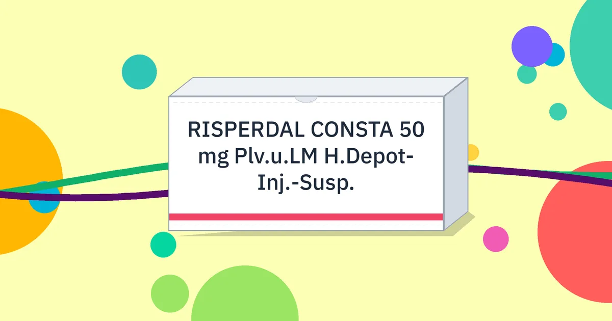 Symbolbild: Packung mit der Aufschrift RISPERDAL CONSTA 50 mg Plv.u.LM H.Depot-Inj.-Susp. (PZN 01549159) – Verfügbarkeit und Bezug in Apotheken in Frankfurt am Main