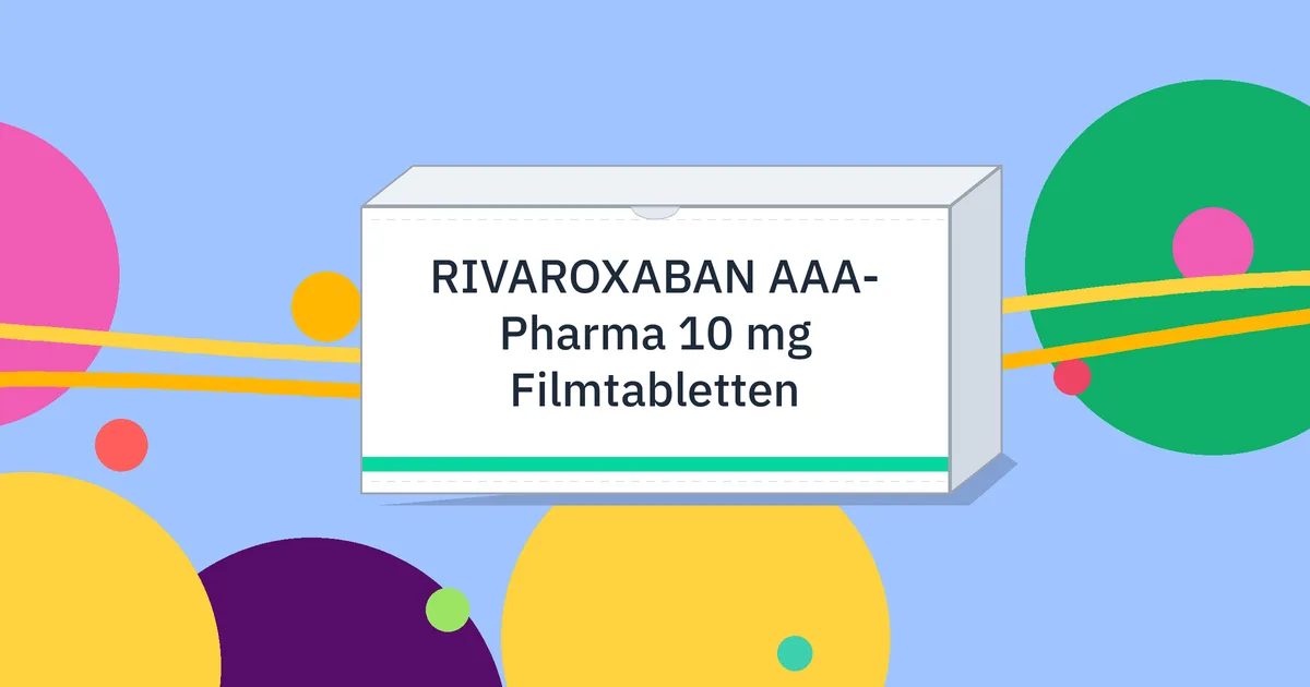 Symbolbild: Packung mit der Aufschrift RIVAROXABAN AAA-Pharma 10 mg Filmtabletten (PZN 19460313) – Verfügbarkeit und Bezug in Apotheken in Frankfurt am Main