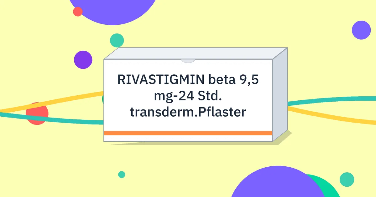 Symbolbild: Packung mit der Aufschrift RIVASTIGMIN beta 9,5 mg-24 Std. transderm.Pflaster (PZN 01647726) – Verfügbarkeit und Bezug in Apotheken in Frankfurt am Main