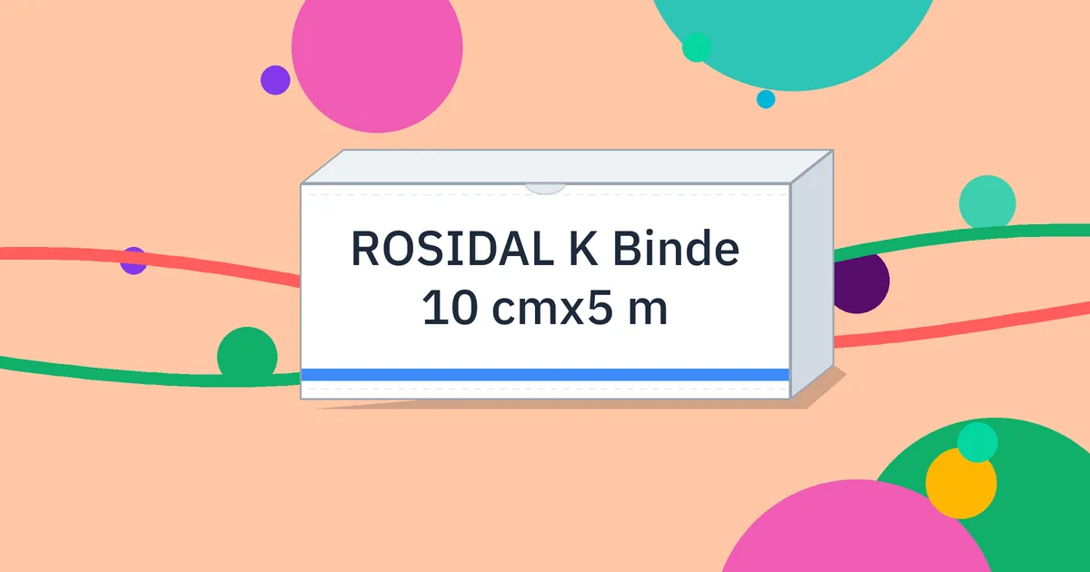 Symbolbild: Packung mit der Aufschrift ROSIDAL K Binde 10 cmx5 m (PZN 18297963) – Verfügbarkeit und Bezug in Apotheken in Frankfurt am Main