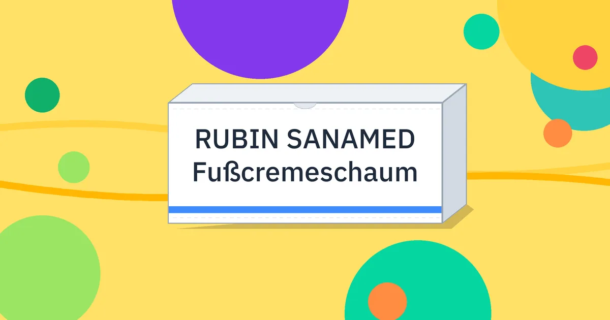 Symbolbild: Packung mit der Aufschrift RUBIN SANAMED Fußcremeschaum (PZN 07492584) – Verfügbarkeit und Bezug in Apotheken in Frankfurt am Main