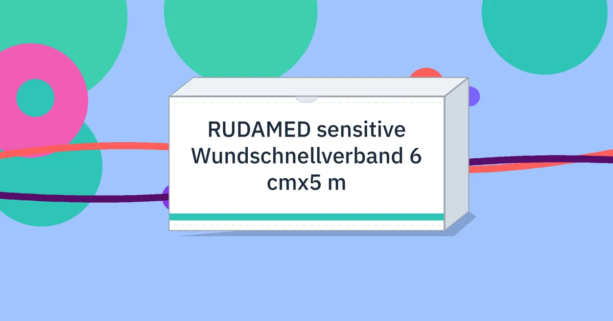 Symbolbild: Packung mit der Aufschrift RUDAMED sensitive Wundschnellverband 6 cmx5 m (PZN 00875431) – Verfügbarkeit und Bezug in Apotheken in Frankfurt am Main
