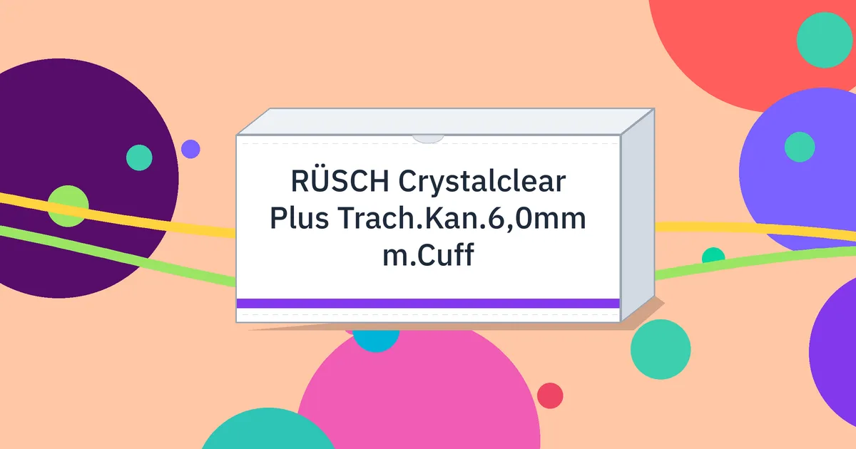 Symbolbild: Packung mit der Aufschrift RÜSCH Crystalclear Plus Trach.Kan.6,0mm m.Cuff (PZN 03431350) – Verfügbarkeit und Bezug in Apotheken in Frankfurt am Main