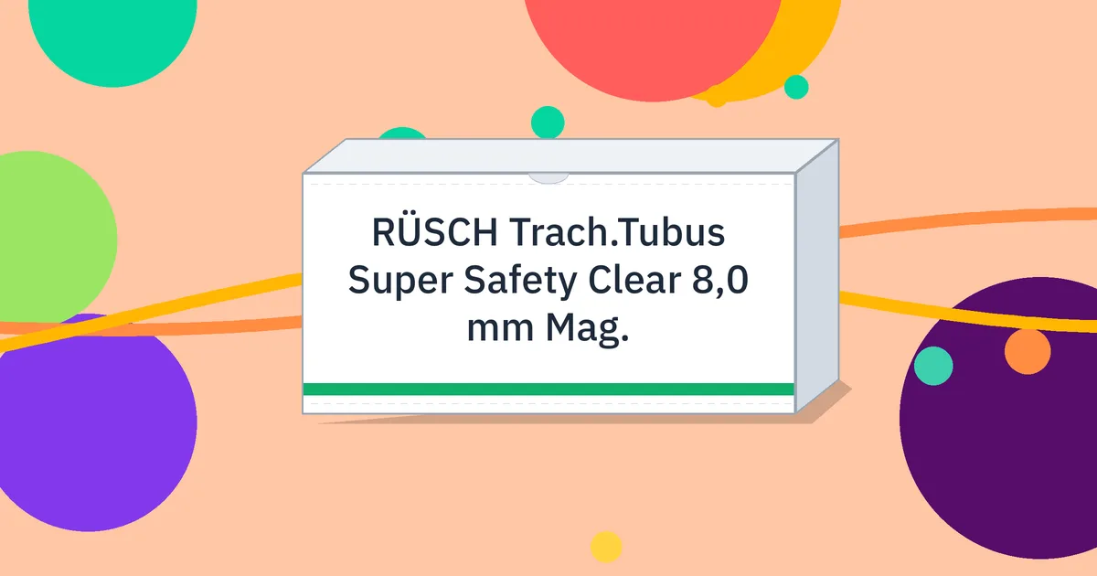 Symbolbild: Packung mit der Aufschrift RÜSCH Trach.Tubus Super Safety Clear 8,0 mm Mag. (PZN 04248352) – Verfügbarkeit und Bezug in Apotheken in Frankfurt am Main