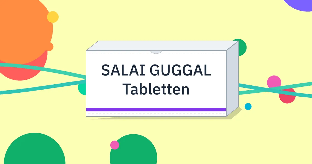 Symbolbild: Packung mit der Aufschrift SALAI GUGGAL Tabletten (PZN 03695178) – Verfügbarkeit und Bezug in Apotheken in Frankfurt am Main