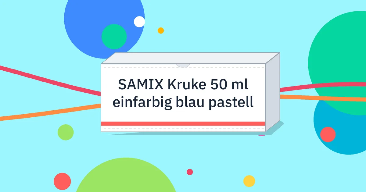 Symbolbild: Packung mit der Aufschrift SAMIX Kruke 50 ml einfarbig blau pastell (PZN 11480635) – Verfügbarkeit und Bezug in Apotheken in Frankfurt am Main