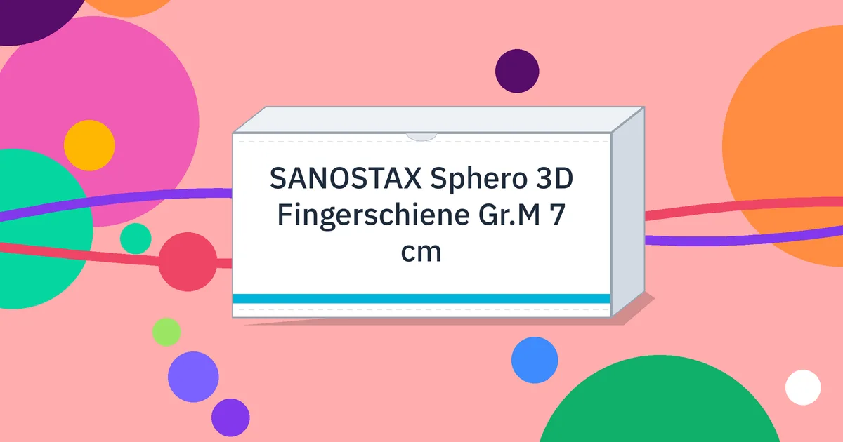 Symbolbild: Packung mit der Aufschrift SANOSTAX Sphero 3D Fingerschiene Gr.M 7 cm (PZN 17416532) – Verfügbarkeit und Bezug in Apotheken in Frankfurt am Main