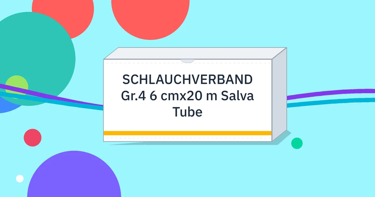 Symbolbild: Packung mit der Aufschrift SCHLAUCHVERBAND Gr.4 6 cmx20 m Salva Tube (PZN 10351255) – Verfügbarkeit und Bezug in Apotheken in Frankfurt am Main