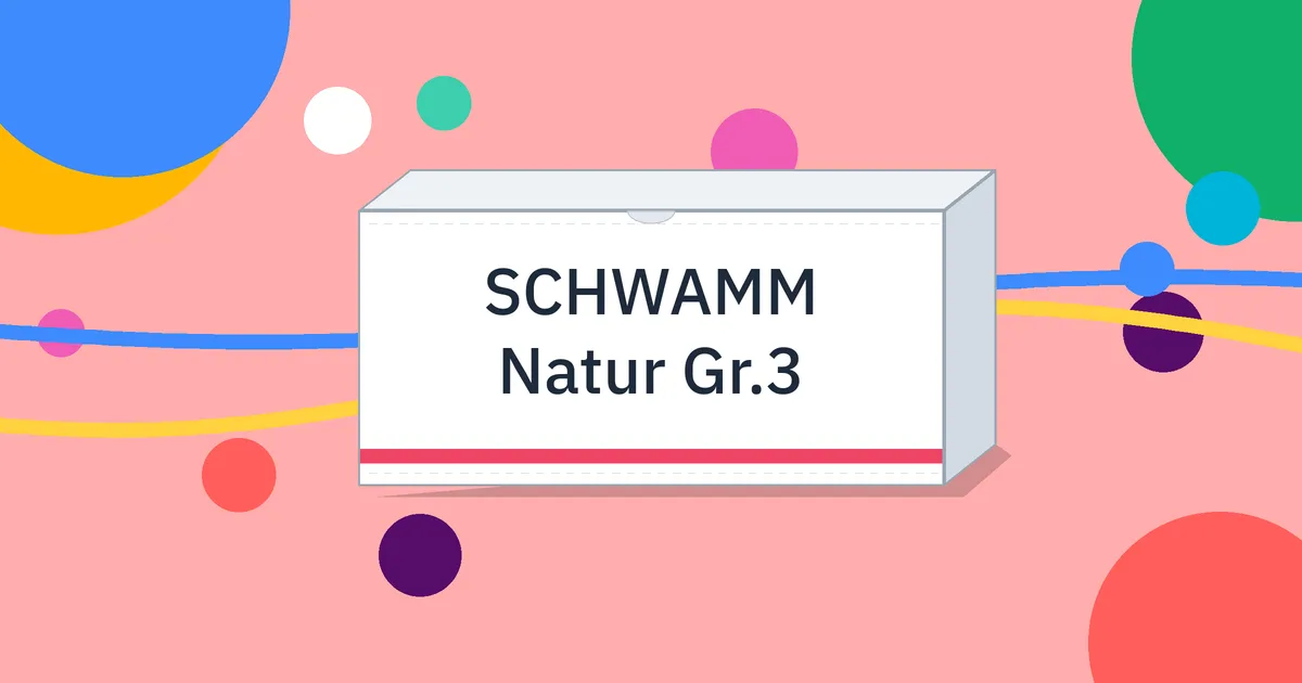 Symbolbild: Packung mit der Aufschrift SCHWAMM Natur Gr.3 (PZN 01740992) – Verfügbarkeit und Bezug in Apotheken in Frankfurt am Main