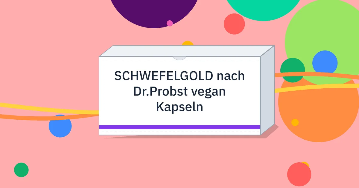 Symbolbild: Packung mit der Aufschrift SCHWEFELGOLD nach Dr.Probst vegan Kapseln (PZN 17450569) – Verfügbarkeit und Bezug in Apotheken in Frankfurt am Main