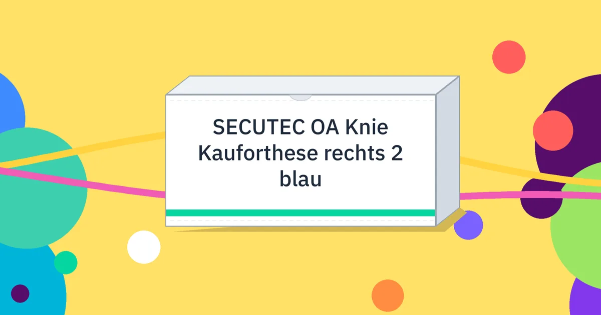 Symbolbild: Packung mit der Aufschrift SECUTEC OA Knie Kauforthese rechts 2 blau (PZN 14253934) – Verfügbarkeit und Bezug in Apotheken in Frankfurt am Main
