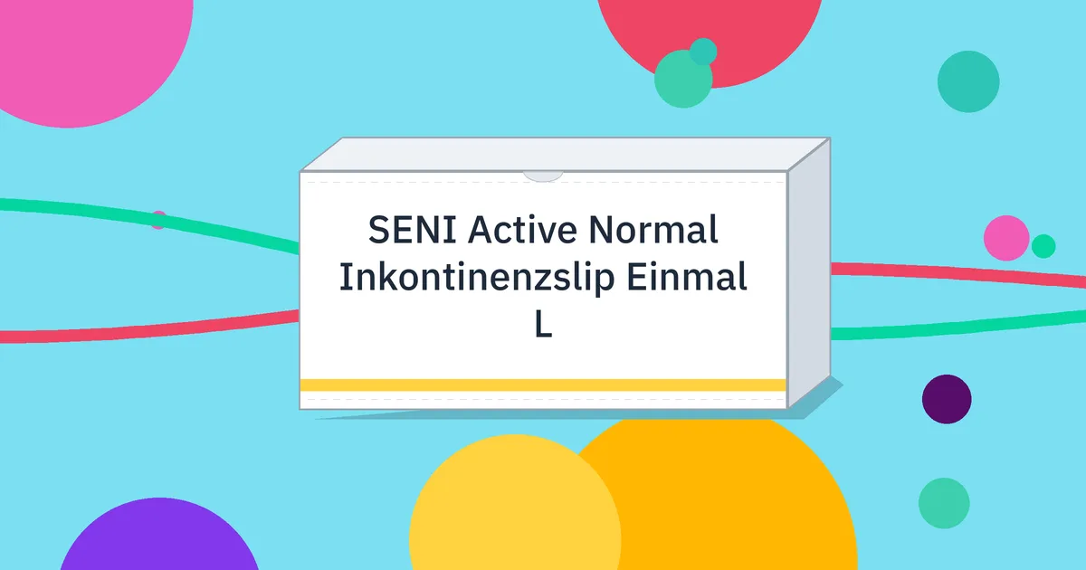 Symbolbild: Packung mit der Aufschrift SENI Active Normal Inkontinenzslip Einmal L (PZN 16327878) – Verfügbarkeit und Bezug in Apotheken in Frankfurt am Main
