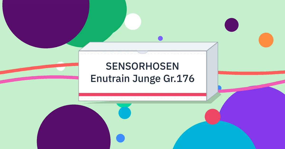Symbolbild: Packung mit der Aufschrift SENSORHOSEN Enutrain Junge Gr.176 (PZN 04477495) – Verfügbarkeit und Bezug in Apotheken in Frankfurt am Main