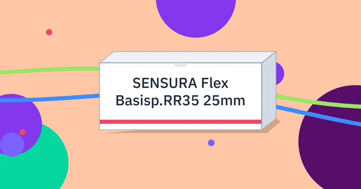 Symbolbild: Packung mit der Aufschrift SENSURA Flex Basisp.RR35 25mm (PZN 00519771) – Verfügbarkeit und Bezug in Apotheken in Frankfurt am Main
