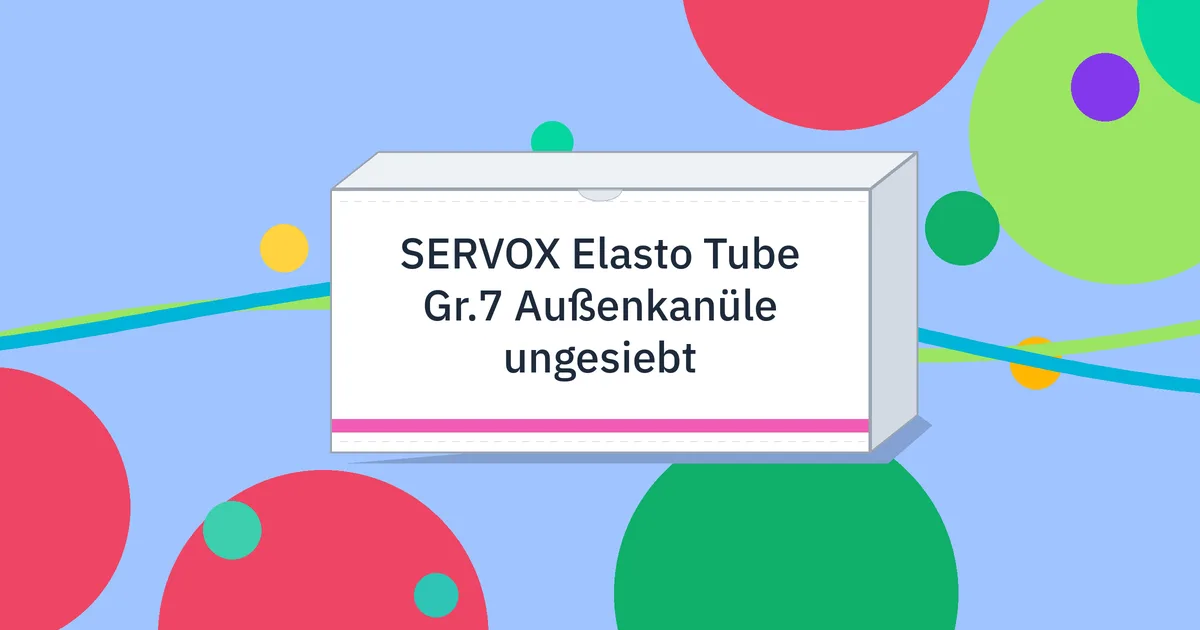 Symbolbild: Packung mit der Aufschrift SERVOX Elasto Tube Gr.7 Außenkanüle ungesiebt (PZN 07424648) – Verfügbarkeit und Bezug in Apotheken in Frankfurt am Main