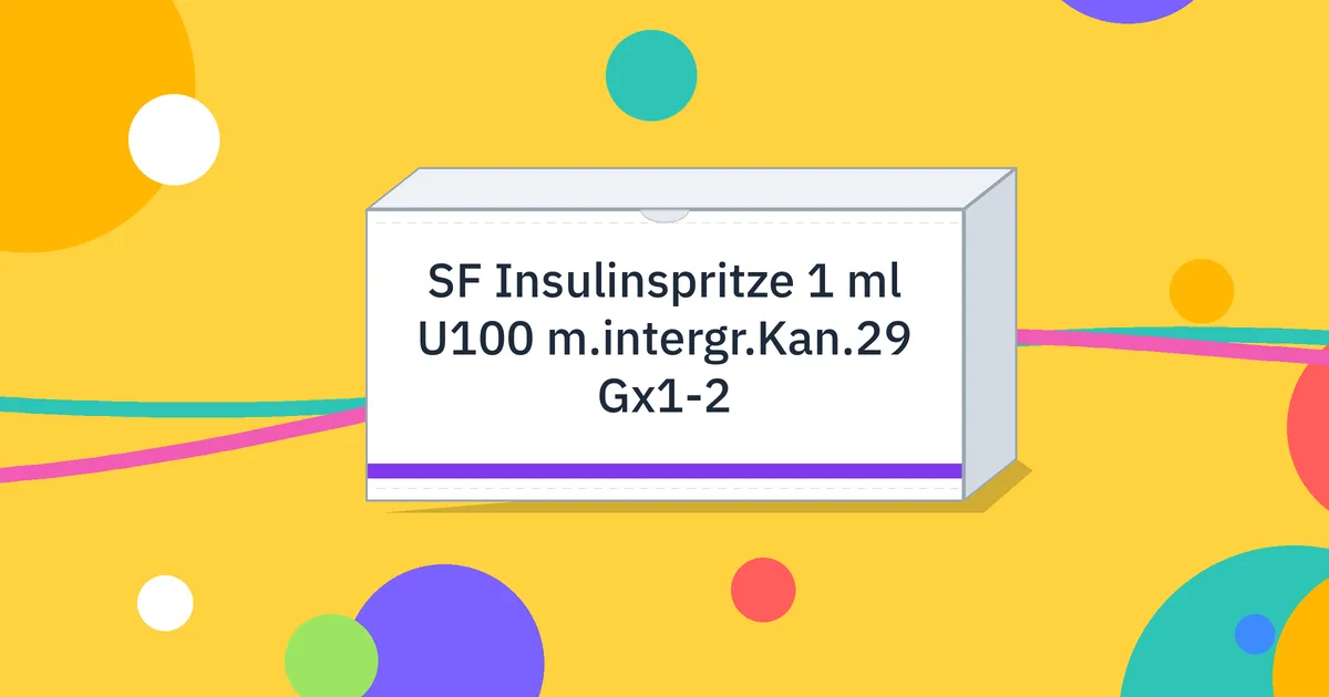 Symbolbild: Packung mit der Aufschrift SF Insulinspritze 1 ml U100 m.intergr.Kan.29 Gx1-2 (PZN 15239899) – Verfügbarkeit und Bezug in Apotheken in Frankfurt am Main