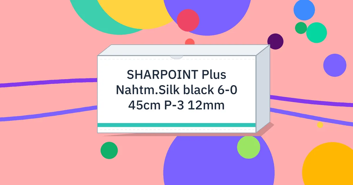 Symbolbild: Packung mit der Aufschrift SHARPOINT Plus Nahtm.Silk black 6-0 45cm P-3 12mm (PZN 17994476) – Verfügbarkeit und Bezug in Apotheken in Frankfurt am Main