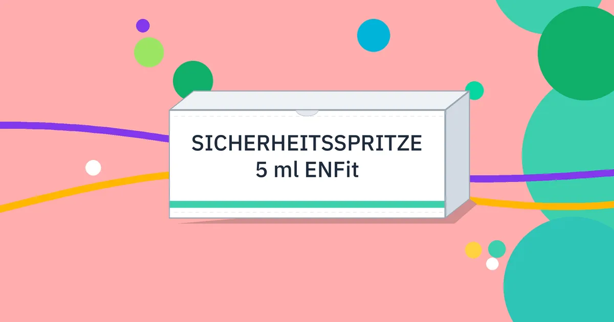 Symbolbild: Packung mit der Aufschrift SICHERHEITSSPRITZE 5 ml ENFit (PZN 12339896) – Verfügbarkeit und Bezug in Apotheken in Frankfurt am Main