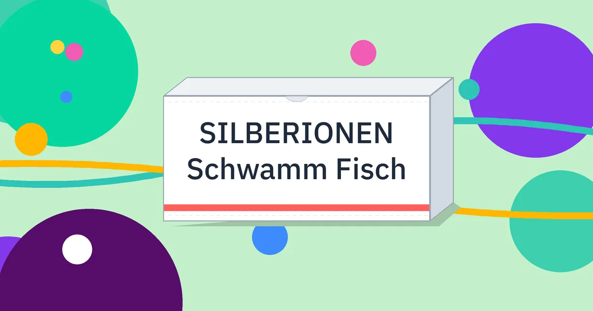 Symbolbild: Packung mit der Aufschrift SILBERIONEN Schwamm Fisch (PZN 20843864) – Verfügbarkeit und Bezug in Apotheken in Frankfurt am Main