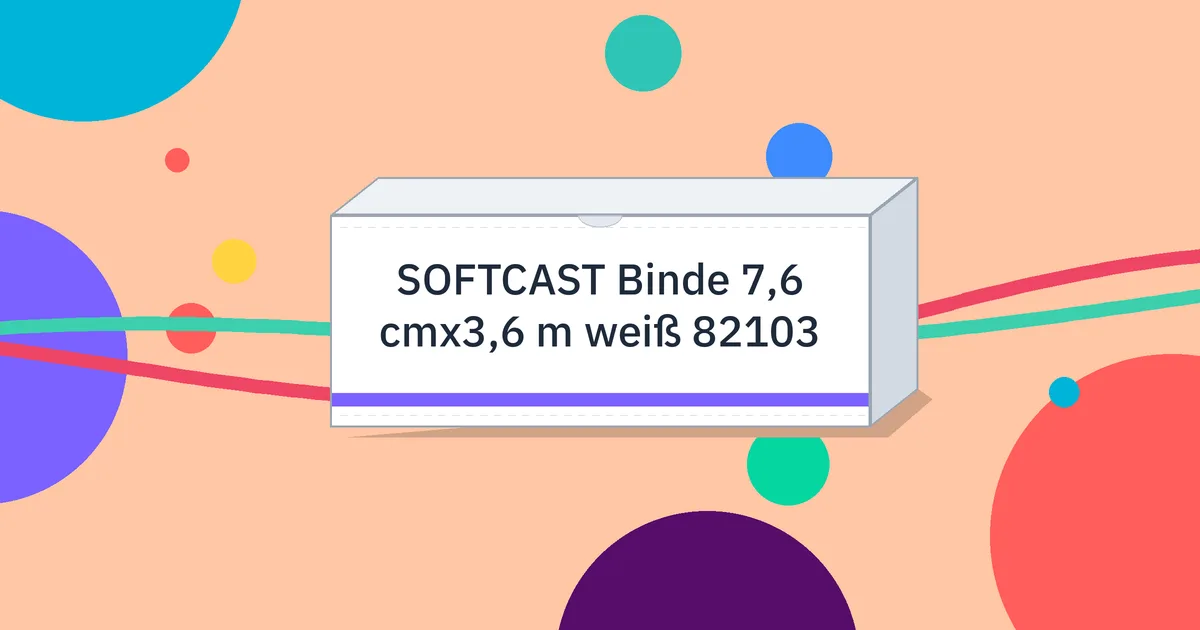 Symbolbild: Packung mit der Aufschrift SOFTCAST Binde 7,6 cmx3,6 m weiß 82103 (PZN 02697146) – Verfügbarkeit und Bezug in Apotheken in Frankfurt am Main