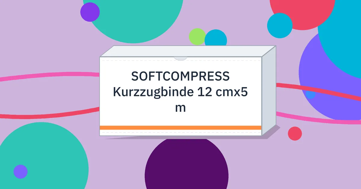 Symbolbild: Packung mit der Aufschrift SOFTCOMPRESS Kurzzugbinde 12 cmx5 m (PZN 13506184) – Verfügbarkeit und Bezug in Apotheken in Frankfurt am Main