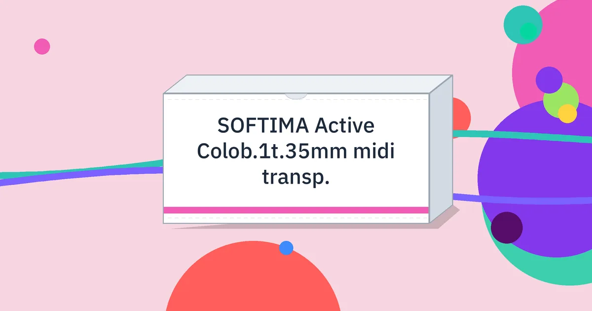 Symbolbild: Packung mit der Aufschrift SOFTIMA Active Colob.1t.35mm midi transp. (PZN 09061635) – Verfügbarkeit und Bezug in Apotheken in Frankfurt am Main