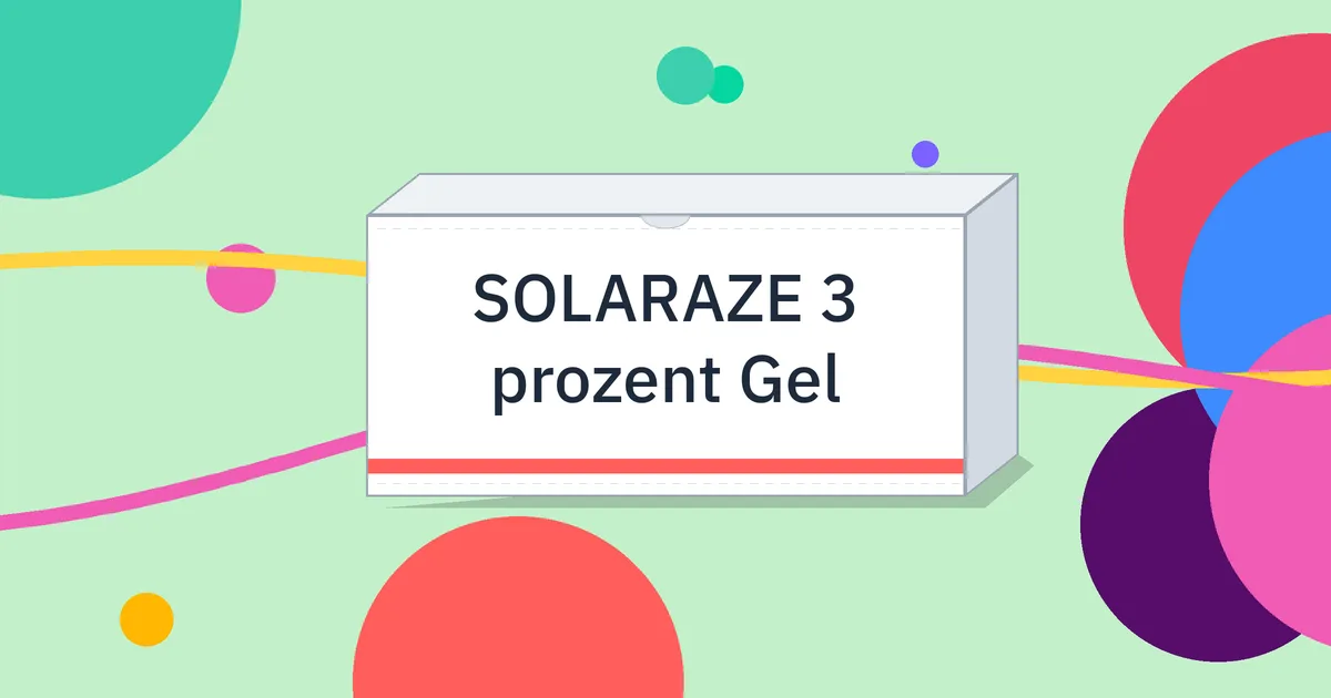 Symbolbild: Packung mit der Aufschrift SOLARAZE 3 prozent Gel (PZN 15660802) – Verfügbarkeit und Bezug in Apotheken in Frankfurt am Main