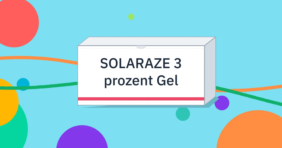 Symbolbild: Packung mit der Aufschrift SOLARAZE 3 prozent Gel (PZN 15745177) – Verfügbarkeit und Bezug in Apotheken in Frankfurt am Main