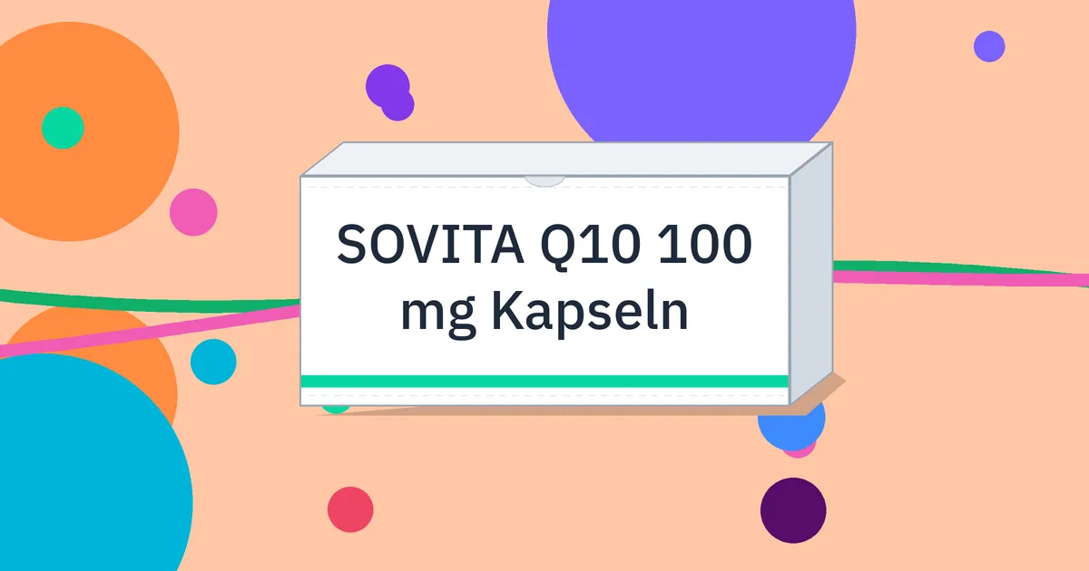 Symbolbild: Packung mit der Aufschrift SOVITA Q10 100 mg Kapseln (PZN 06904524) – Verfügbarkeit und Bezug in Apotheken in Frankfurt am Main