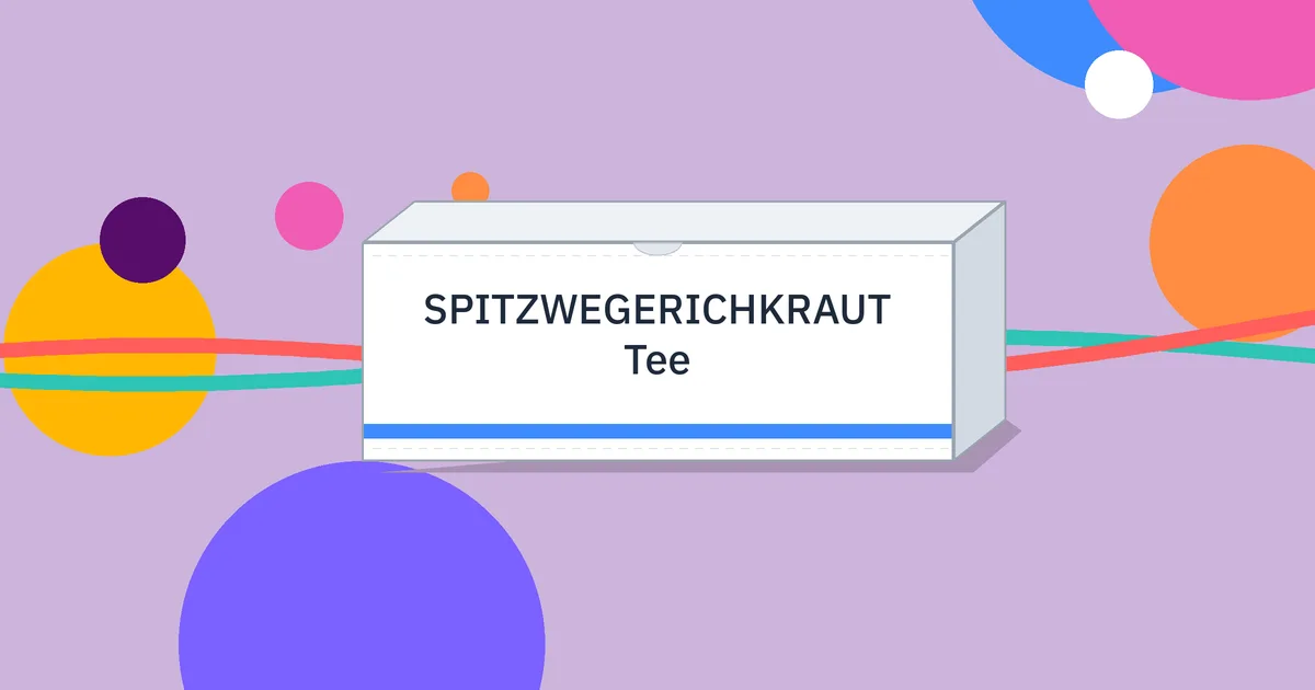 Symbolbild: Packung mit der Aufschrift SPITZWEGERICHKRAUT Tee (PZN 10629414) – Verfügbarkeit und Bezug in Apotheken in Frankfurt am Main