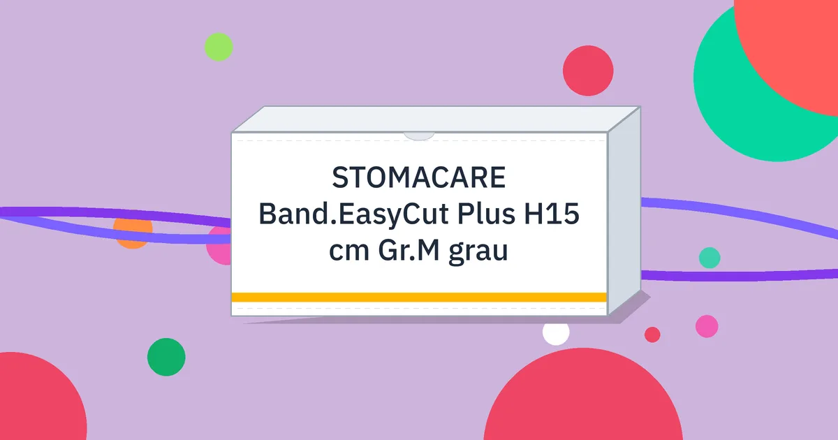 Symbolbild: Packung mit der Aufschrift STOMACARE Band.EasyCut Plus H15 cm Gr.M grau (PZN 16314491) – Verfügbarkeit und Bezug in Apotheken in Frankfurt am Main