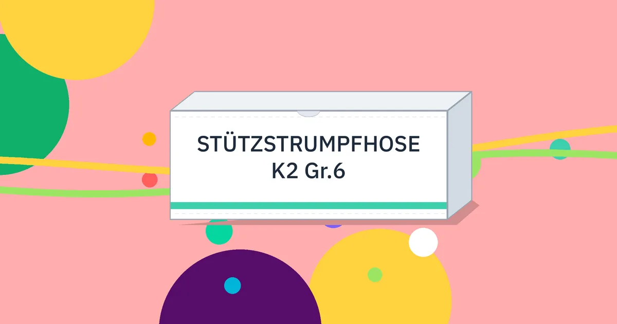 Symbolbild: Packung mit der Aufschrift STÜTZSTRUMPFHOSE K2 Gr.6 (PZN 02444907) – Verfügbarkeit und Bezug in Apotheken in Frankfurt am Main