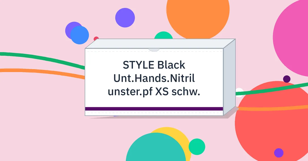 Symbolbild: Packung mit der Aufschrift STYLE Black Unt.Hands.Nitril unster.pf XS schw. (PZN 14819494) – Verfügbarkeit und Bezug in Apotheken in Frankfurt am Main