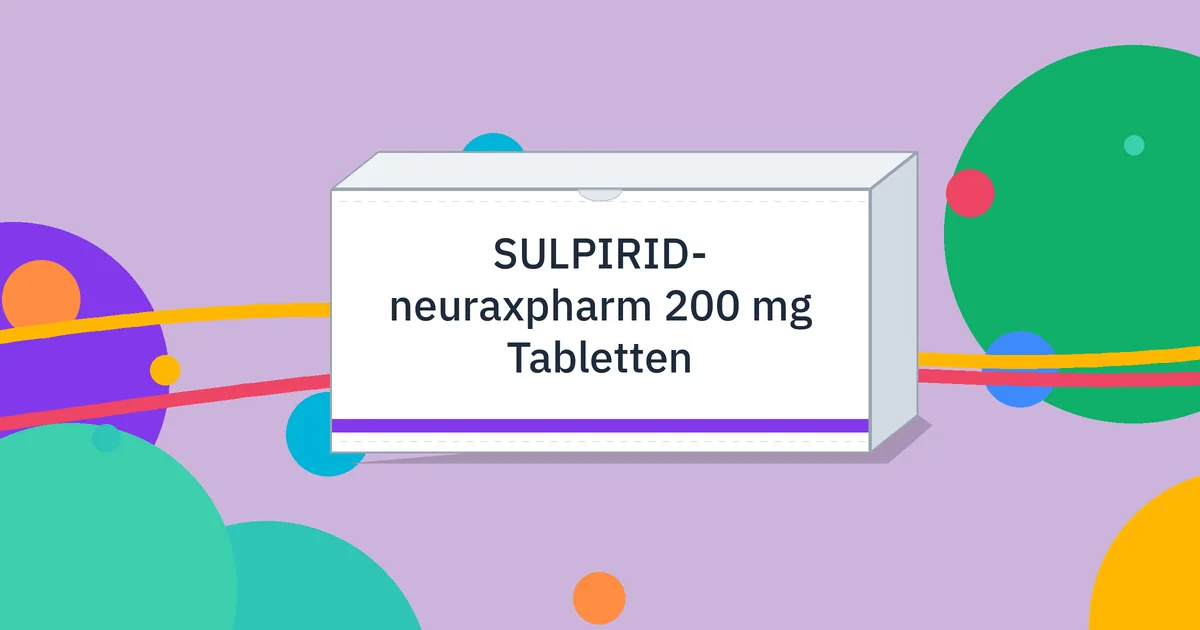 Symbolbild: Packung mit der Aufschrift SULPIRID-neuraxpharm 200 mg Tabletten (PZN 08782203) – Verfügbarkeit und Bezug in Apotheken in Frankfurt am Main