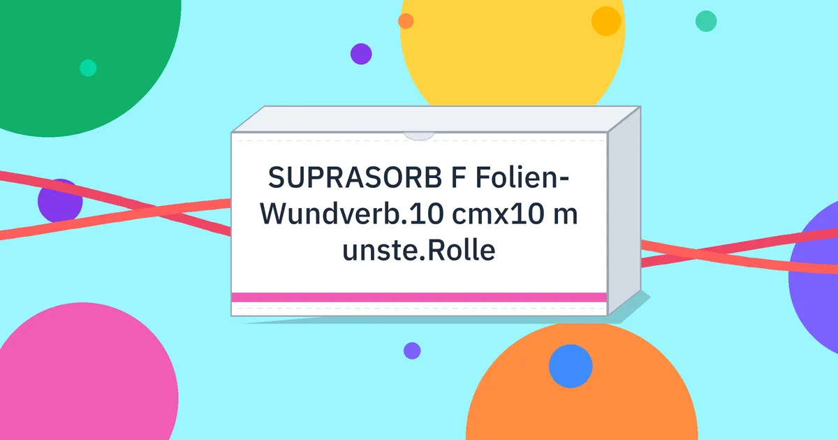 Symbolbild: Packung mit der Aufschrift SUPRASORB F Folien-Wundverb.10 cmx10 m unste.Rolle (PZN 19763120) – Verfügbarkeit und Bezug in Apotheken in Frankfurt am Main