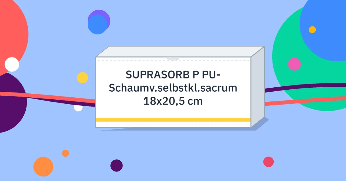Symbolbild: Packung mit der Aufschrift SUPRASORB P PU-Schaumv.selbstkl.sacrum 18x20,5 cm (PZN 19065309) – Verfügbarkeit und Bezug in Apotheken in Frankfurt am Main
