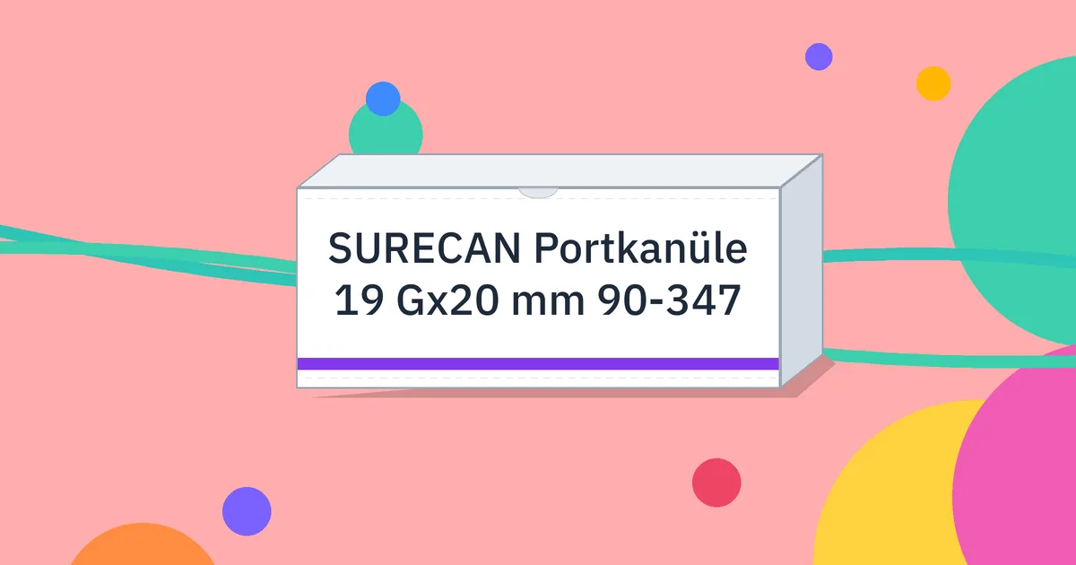 Symbolbild: Packung mit der Aufschrift SURECAN Portkanüle 19 Gx20 mm 90-347 (PZN 01058131) – Verfügbarkeit und Bezug in Apotheken in Frankfurt am Main