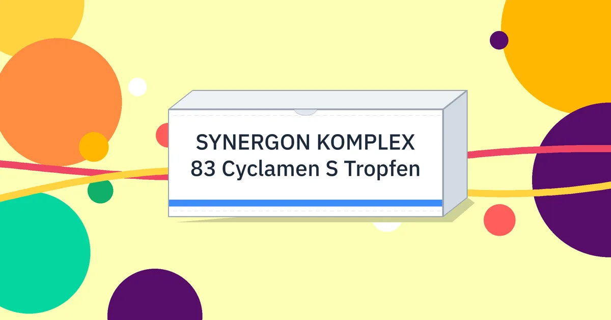 Symbolbild: Packung mit der Aufschrift SYNERGON KOMPLEX 83 Cyclamen S Tropfen (PZN 17456253) – Verfügbarkeit und Bezug in Apotheken in Frankfurt am Main