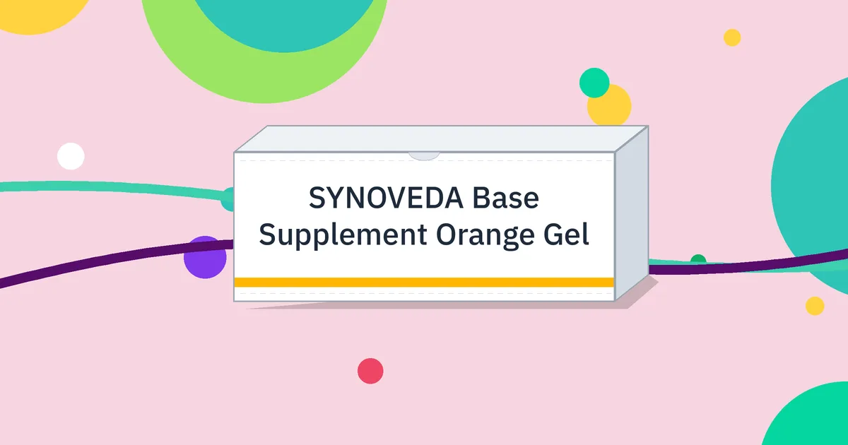 Symbolbild: Packung mit der Aufschrift SYNOVEDA Base Supplement Orange Gel (PZN 04452561) – Verfügbarkeit und Bezug in Apotheken in Frankfurt am Main